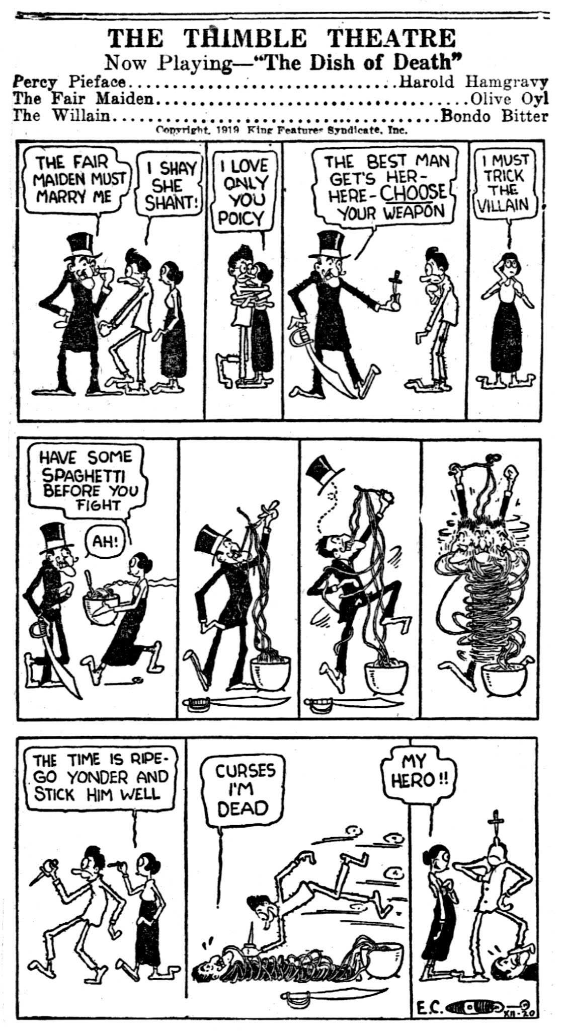 Timely-Atlas-Comics: Thimble Theatre (1919-1920) by Elzie Segar