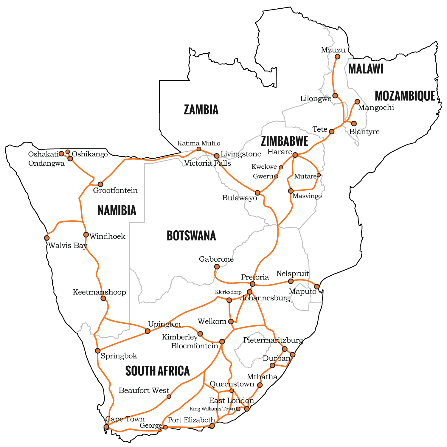 Moving around Namibia, rental car, roads, public transport, hitch-hiking