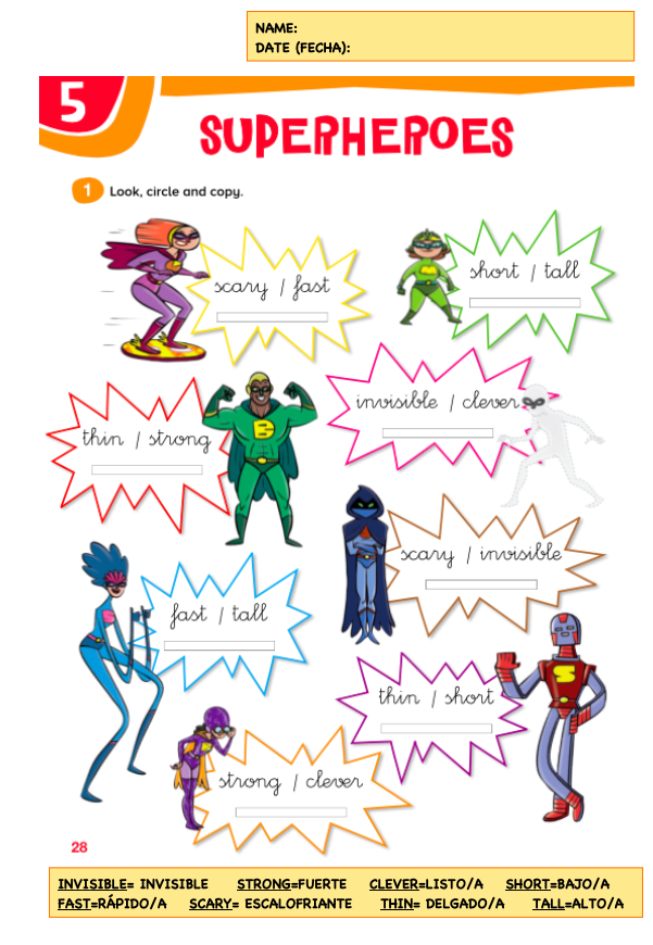 2nd GRADE--> UNIT 5: SUPERHEROES!!!