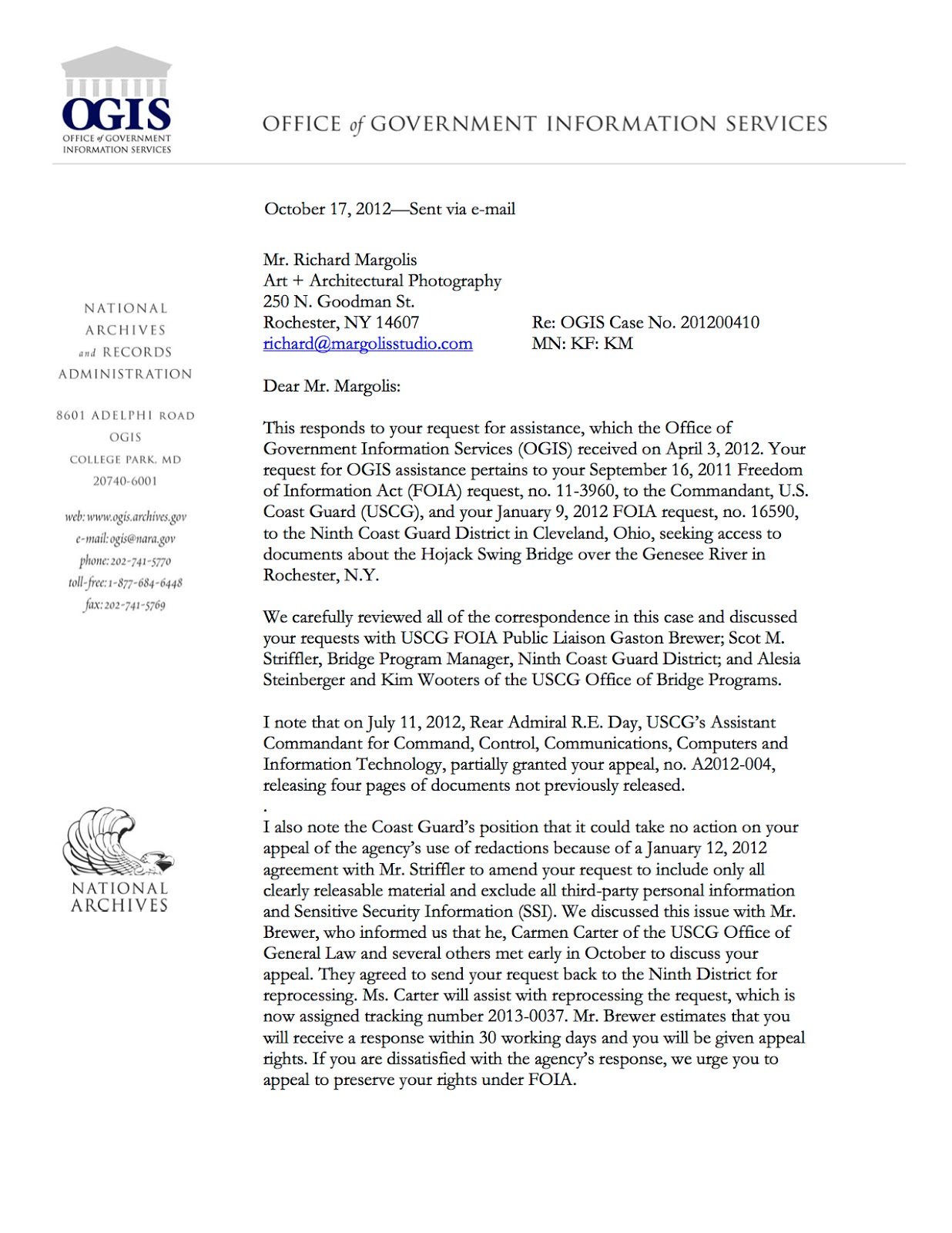 Freedom of Information Act Failure: October 17, 2012 From the Office of ...