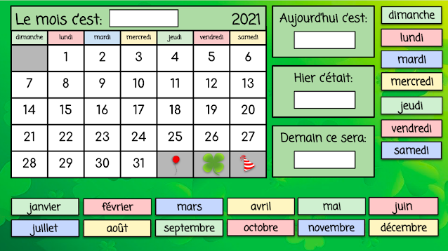 Interactive French Calendar for 2021 | Toronto Teacher Mom