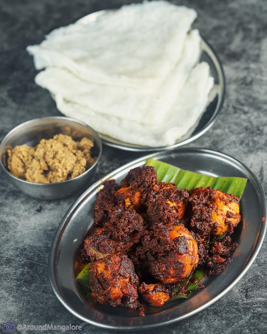 Chicken Ghee Roast with Neer Dosa - Janatha Lunch Home, Falnir, Mangalore