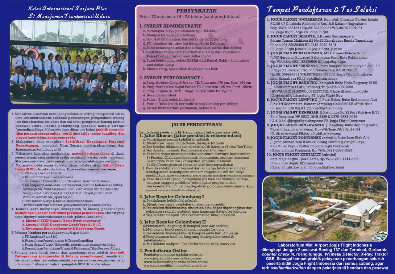 BROSUR SEKOLAH PRAMUGARI (SUMATERA FLIGHT) - SUMATERA FLIGHT