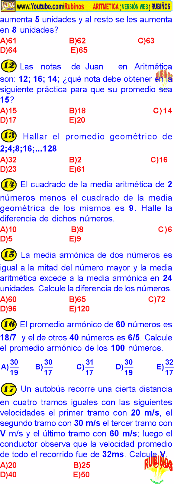 PROMEDIOS EJEMPLOS Y EJERCICIOS RESUELTOS