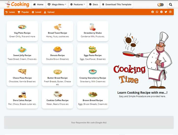 Cooking Free Blogger Templates Download 2023