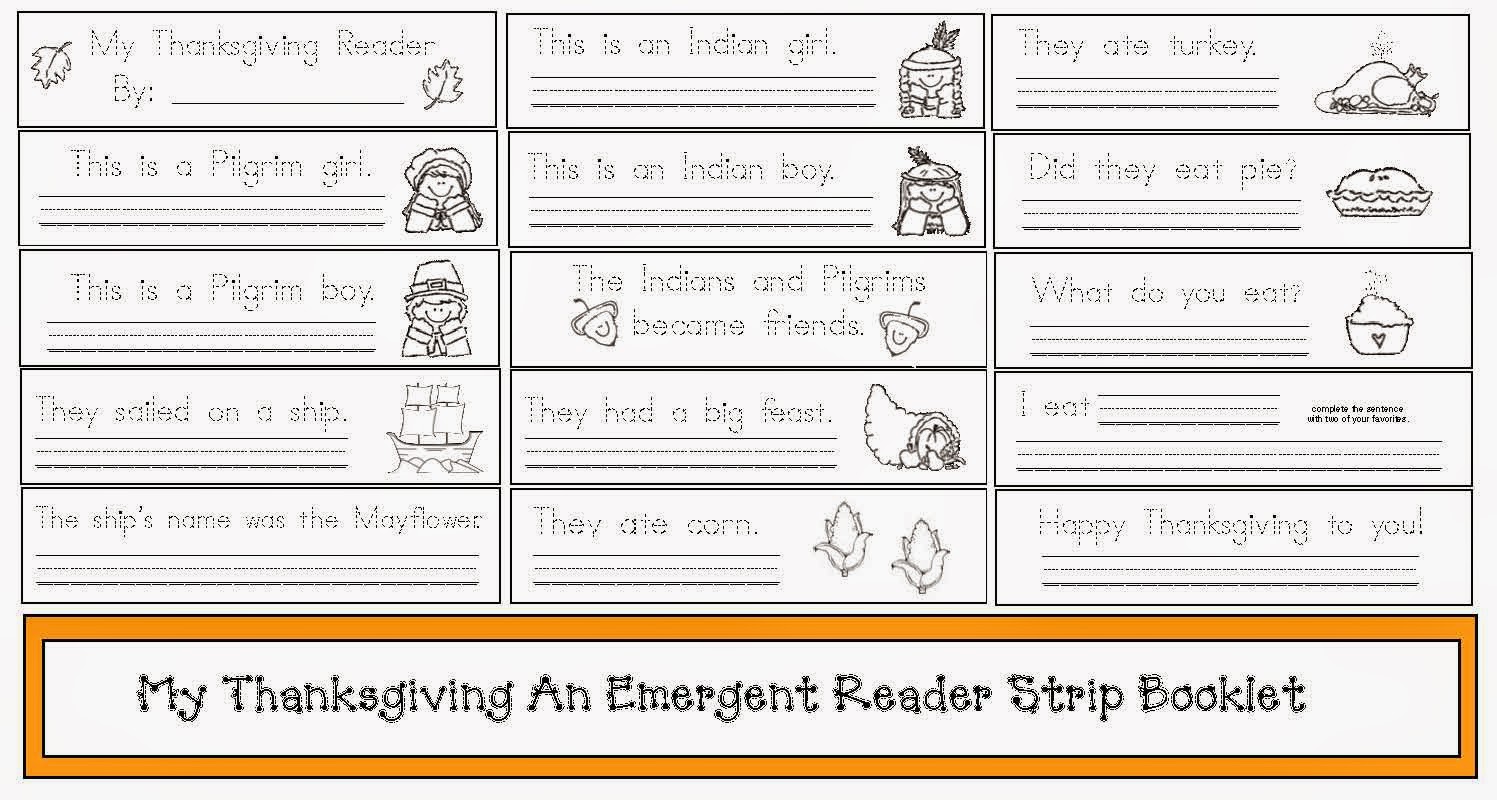Thanksgiving Emergent Reader Strip Booklet - Classroom Freebies