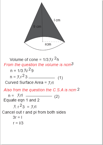 How to find the vertical angle of the cone.