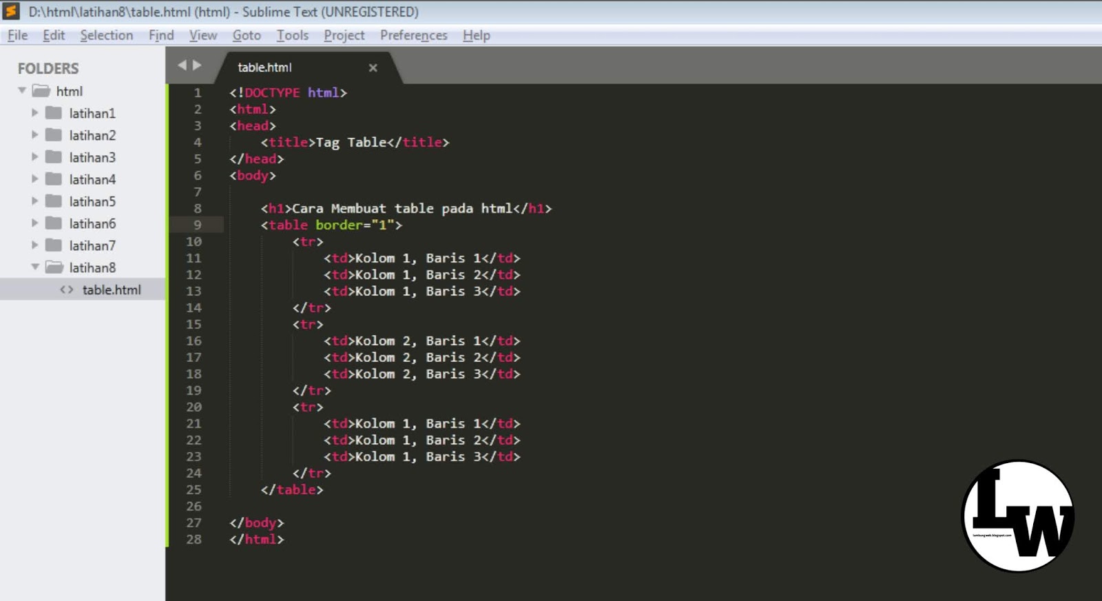 11. Cara Membuat Table Pada HTML | Tutorial Membuat Website Bagi Pemula