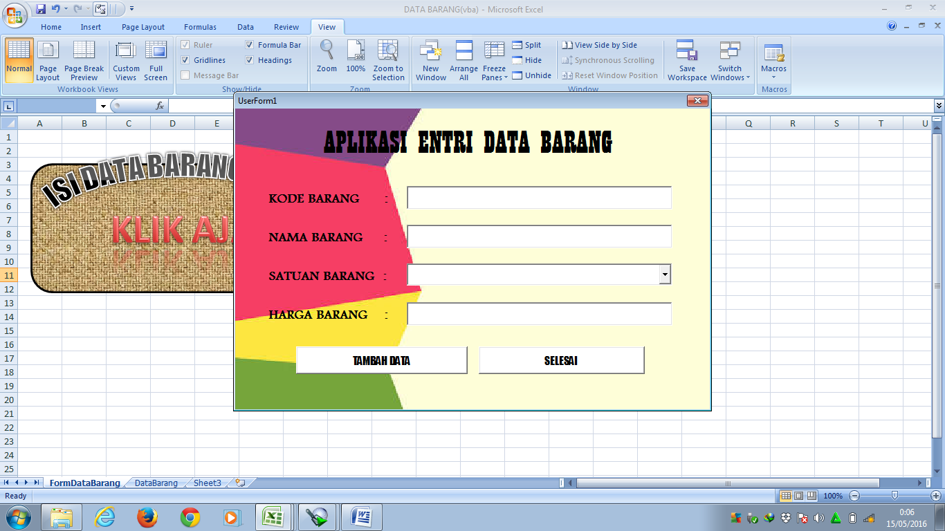 Selamat Datang Contoh Cara Membuat Aplikasi Sederhana Dengan Vba Ms Excel Data Barang