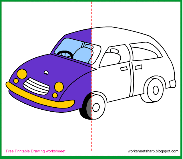 Free Drawing worksheets Printable: Car Drawing worksheets