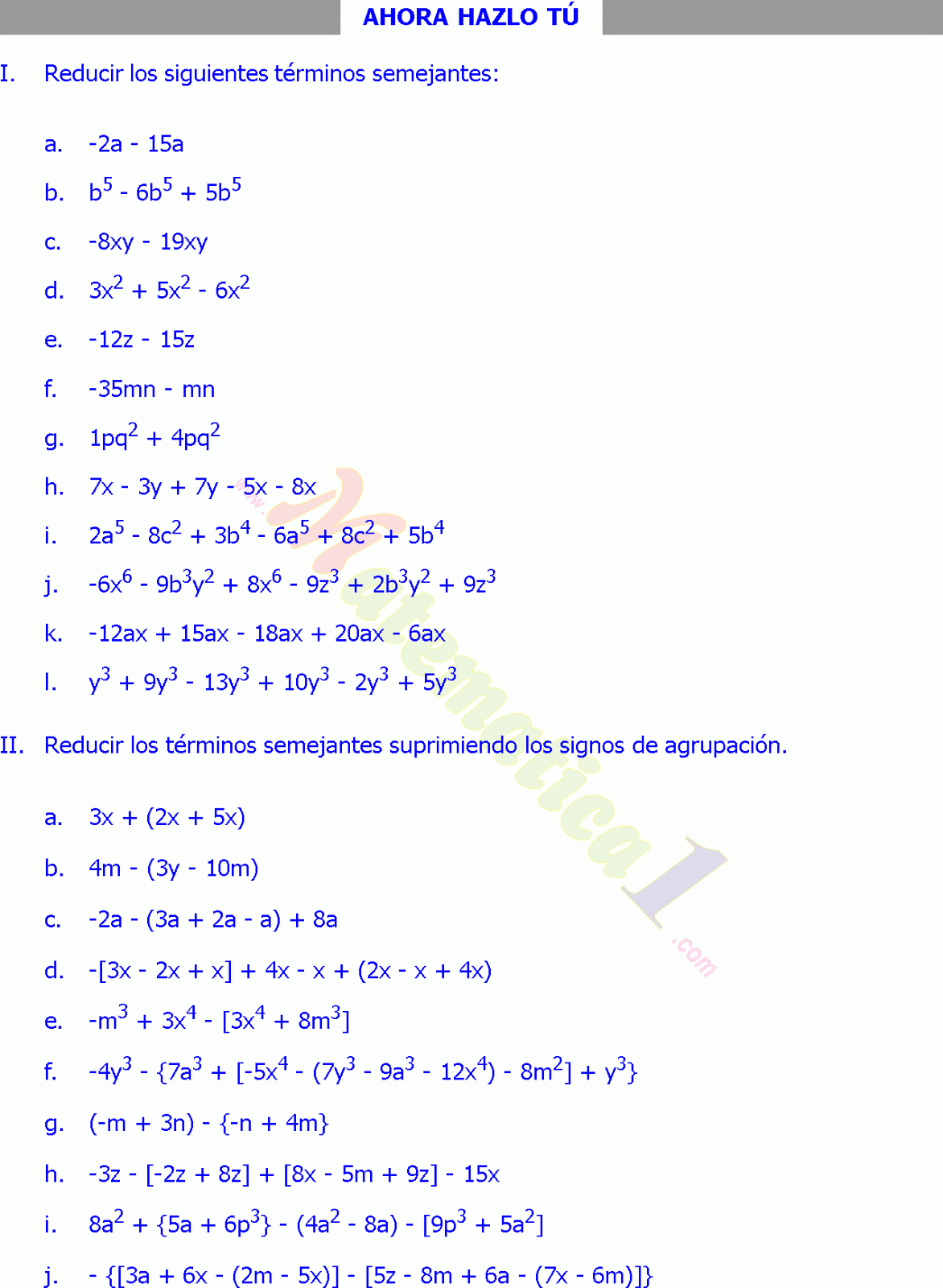 EJEMPLOS Y EJERCICIOS DE ÁLGEBRA Y MATEMÁTICAS DE SEXTO GRADO DE ...