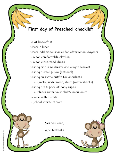 Preschool For Rookies: First day of preschool checklist