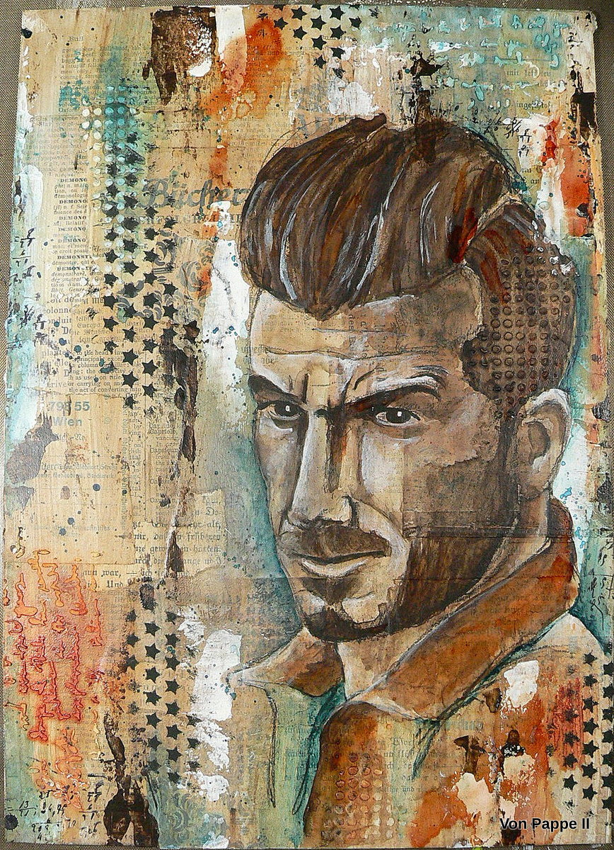 Von Pappe II: Mixed Media Portrait - finished