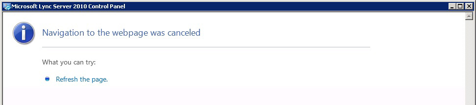 FIX IT: Lync Server 2010 Control panel not loading (Navigation to the ...