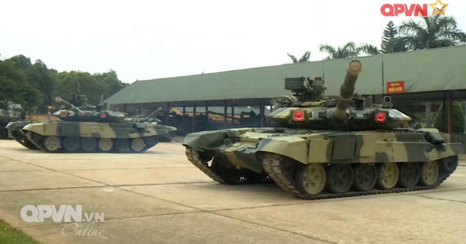 Vietnamese T-90S/SK main battle tanks fitted with Shtora-1 active ...