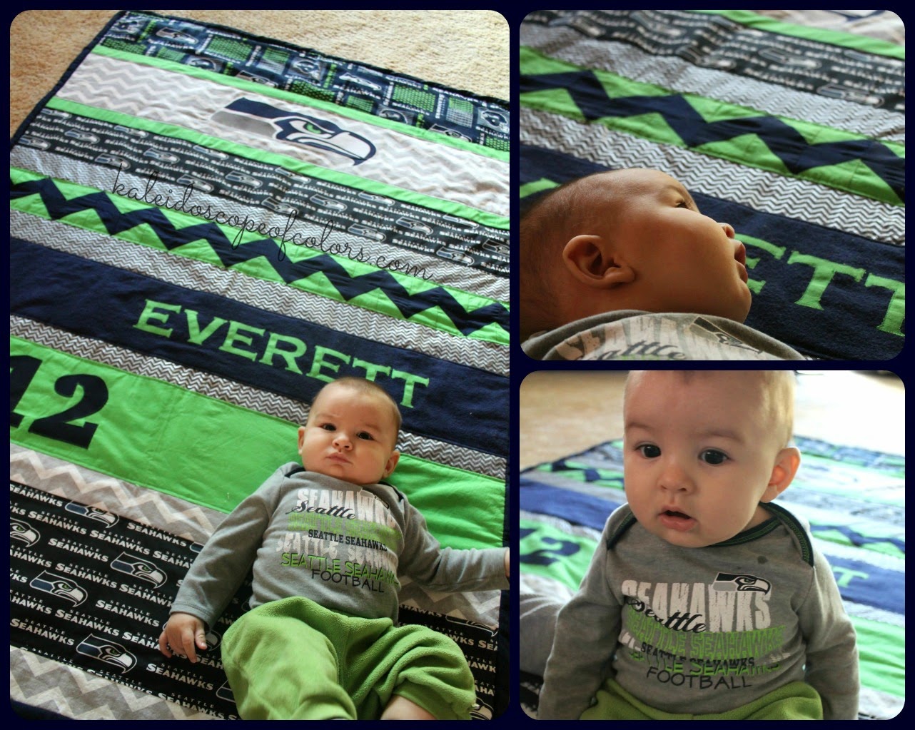 Kaleidoscope of Colors: Seattle Seahawks Team Quilt for Everett