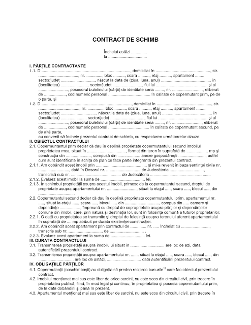 Contractele speciale ale dreptului civil: Contractul de schimb