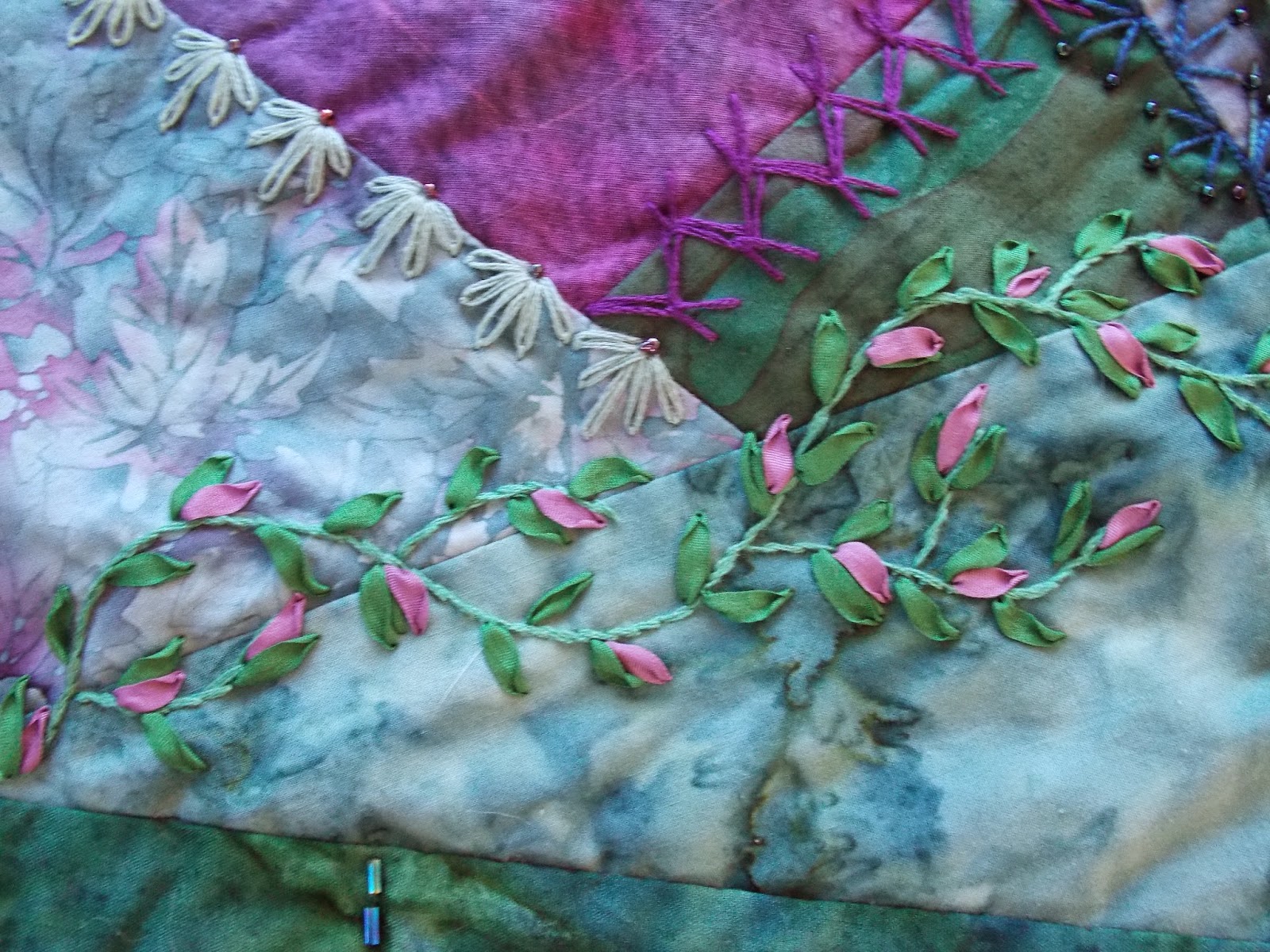 The Beaded Needle: Blue Crazy Quilt