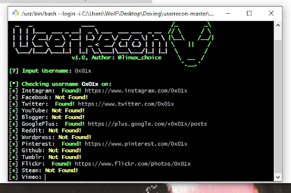 UserRecon Doxing Tool (Source code + DOWNLOAD) 2020