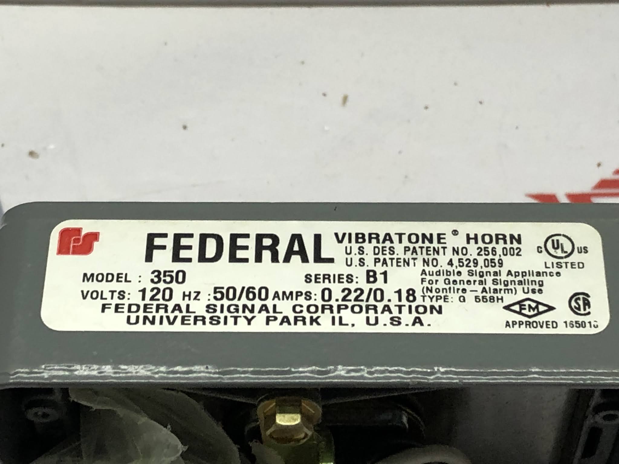 FEDERAL SIGNAL 350-120-30 HORN MECHANISM 120VAC
