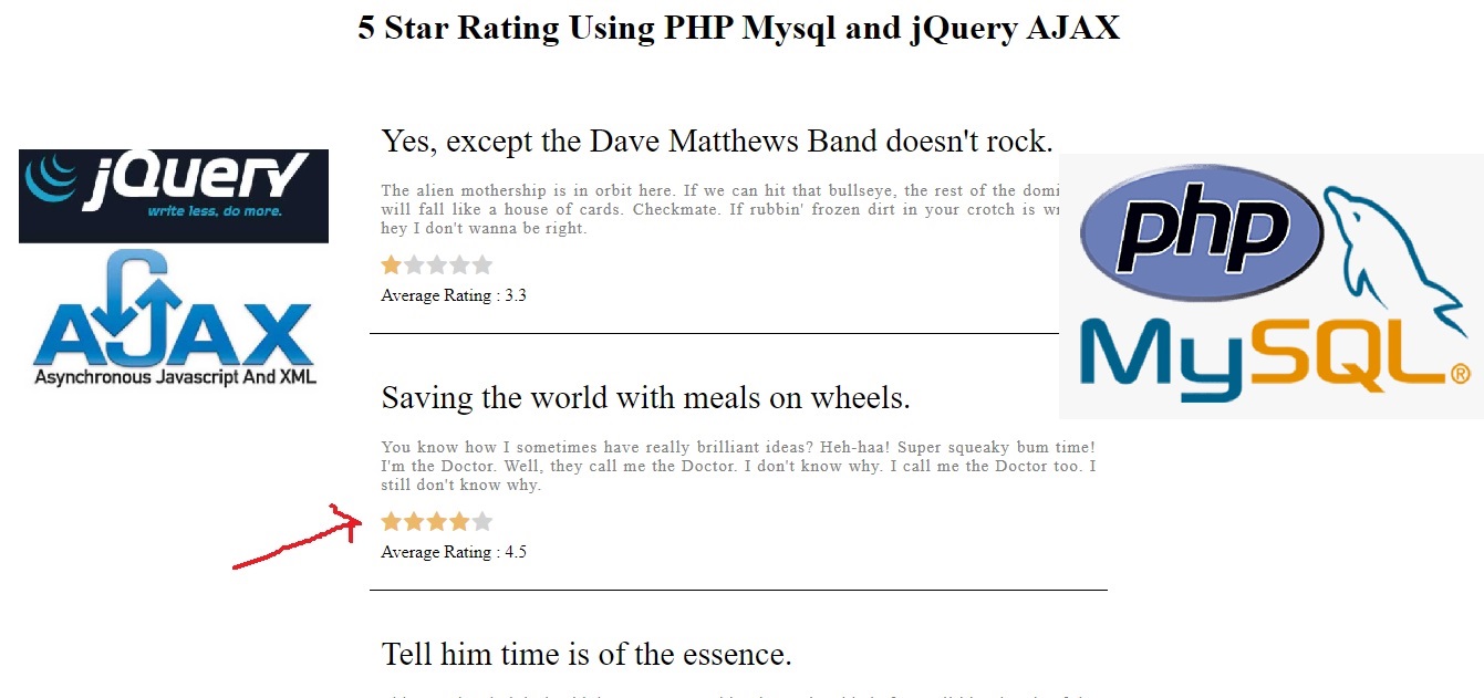 5 Star Rating Using PHP Mysql And JQuery AJAX Tutorial101 5 Star Rating Using PHP Mysql And JQuery AJAX Tutorial101