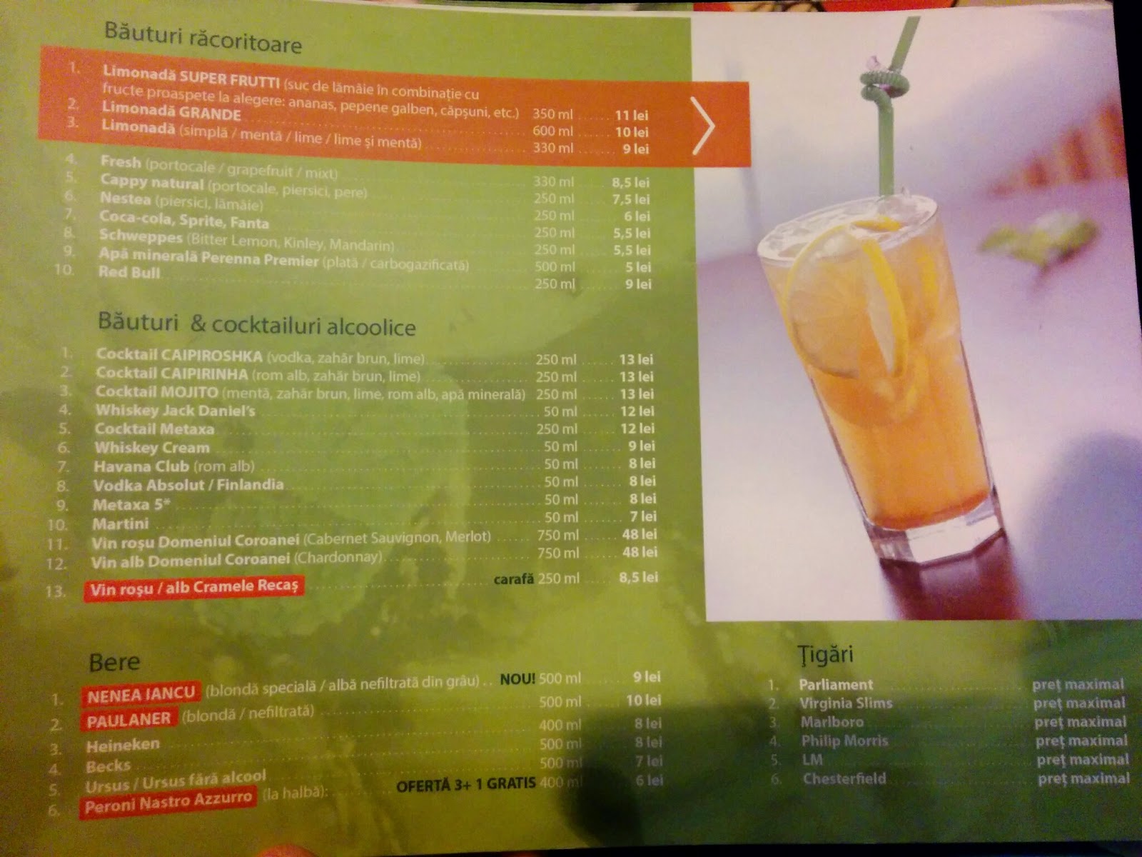 Meniu Restaurant Papa Sam Timisoara