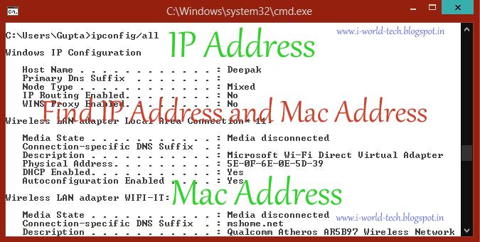 How To Find IP Address And Mac Address