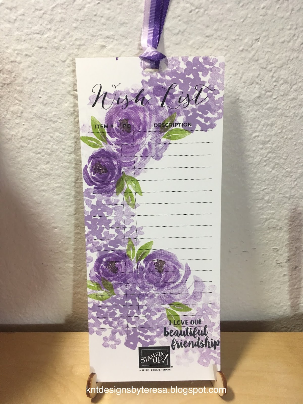KnT Designs by Teresa: Beautiful Friendship wish list bookmark