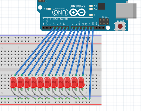 Some Arduino Projects: Make a led vu-meter with an Arduino