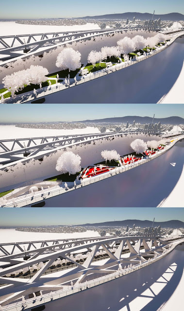 The versatile community spaces of the Chameleon Bridge (Aquincum Bridge)