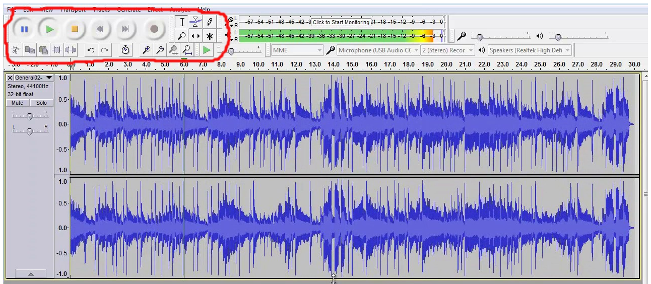 TIC - 4º ESO: Iconos del menú de Audacity