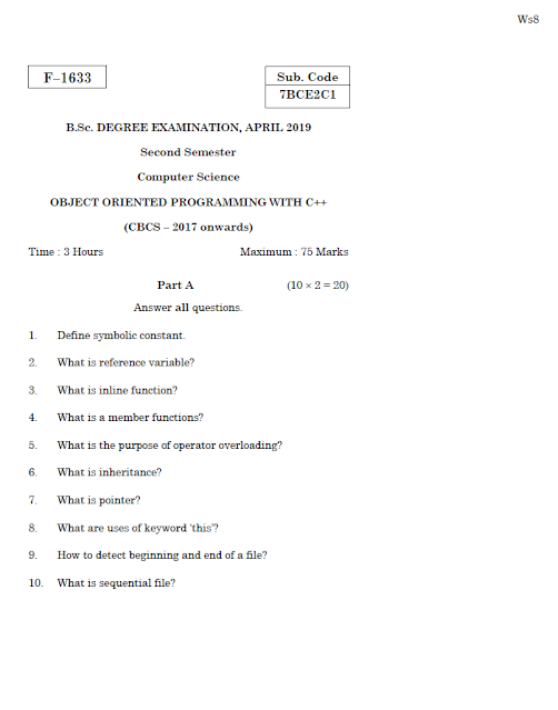 Alagappa University B.Sc.(Computer Science) OBJECT ORIENTED PROGRAMMING ...