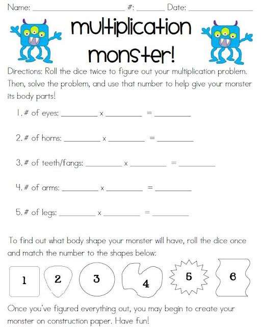 Yay Third Grade!: Multiplication Monster Freebie