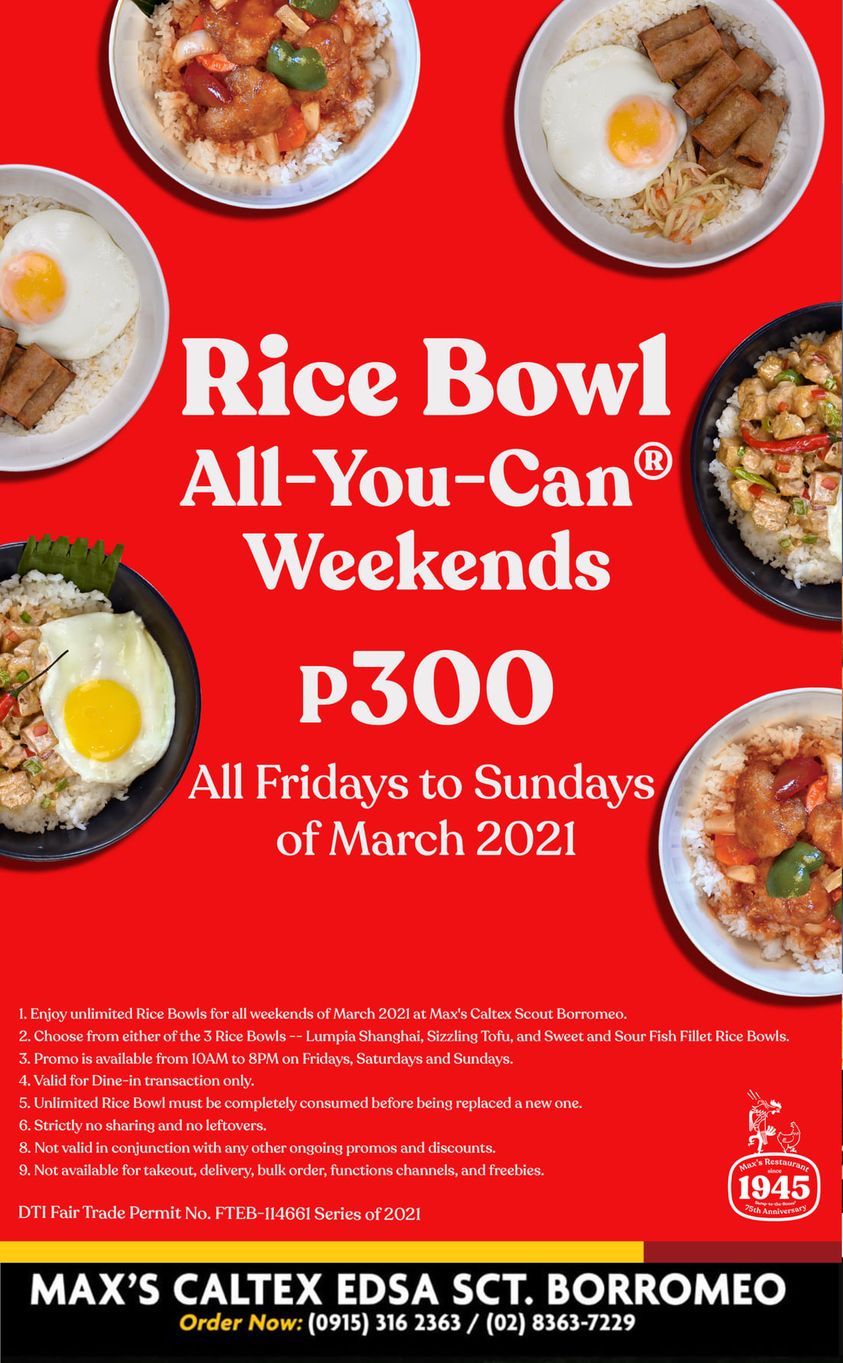 Manila Shopper: Max's Rice Bowl All-You-Can Weekends Promo