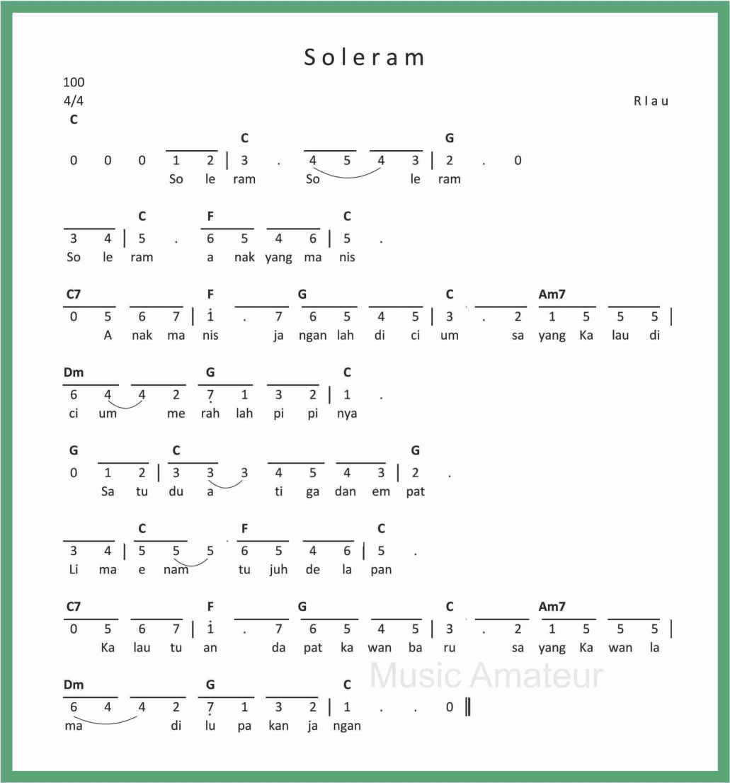 Not Angka Soleram - SEPUTAR MUSIK