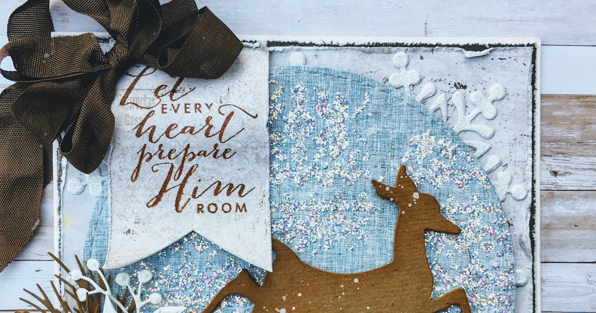 SewPaperPaint: Tim Holtz Woodland Deer and Poinsettia Handmade Card