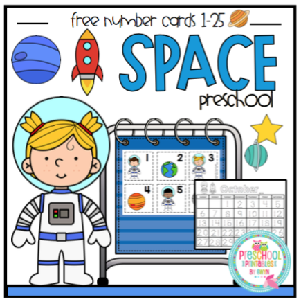 Free Space Number Cards 1-25 ~ Preschool Printables
