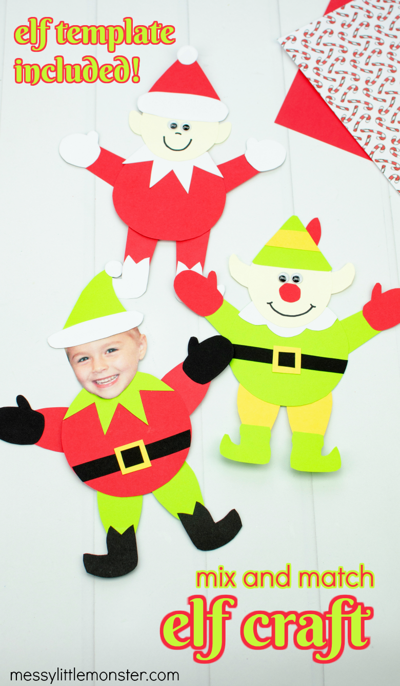 Mix and Match Paper Elf Craft (with printable template) - Messy Little ...