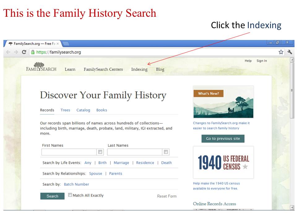 Family Search Indexing - Youth