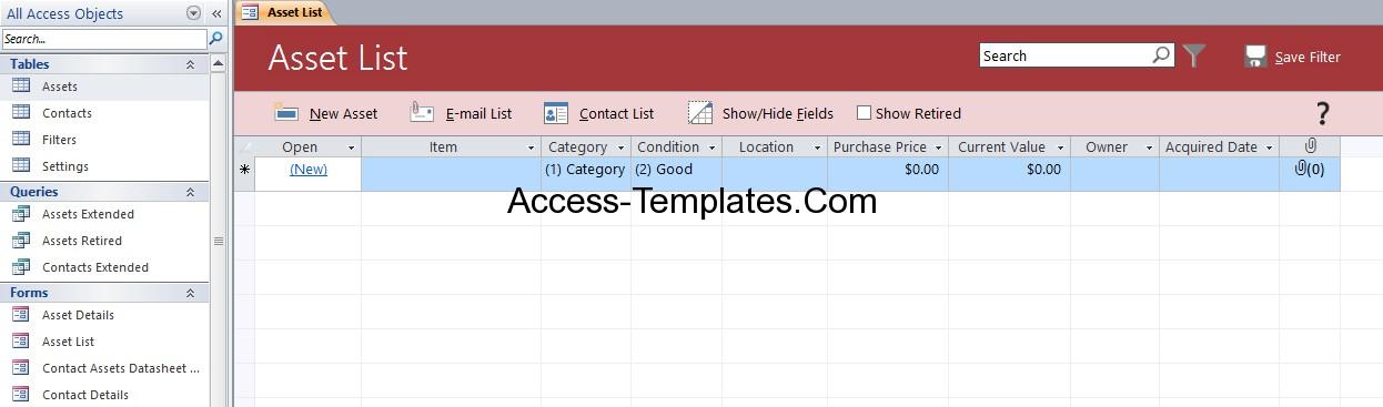 Asset Management Access Database - Collage Template