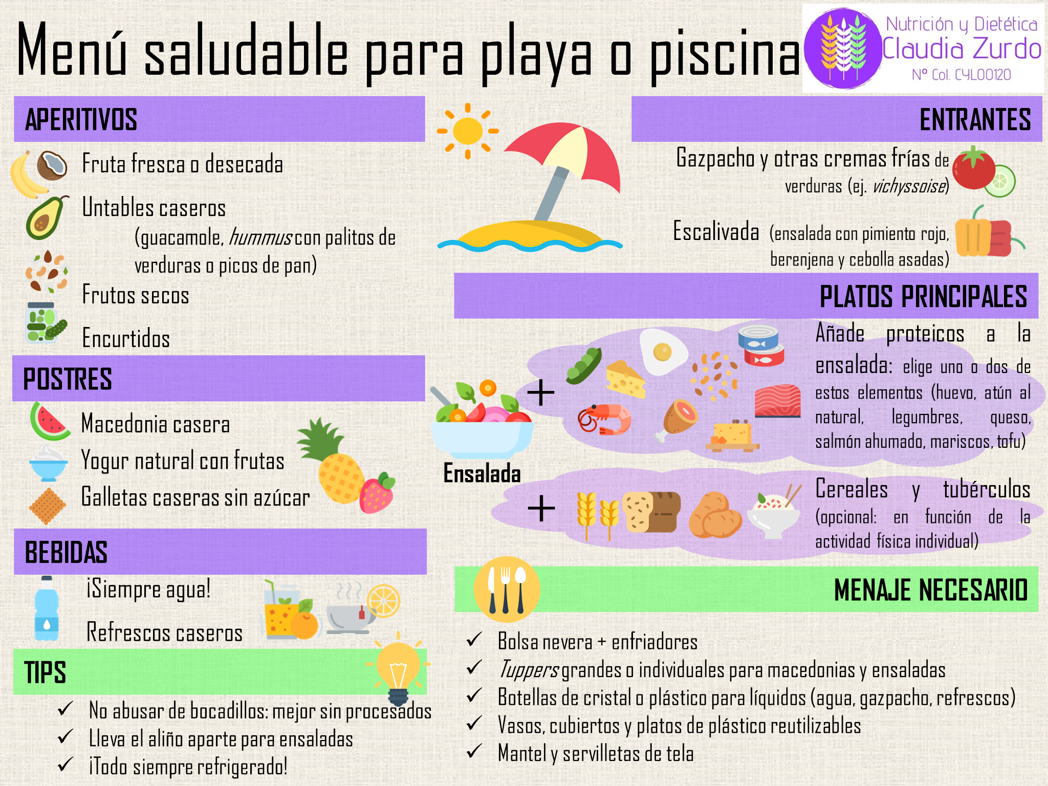 Un menú sencillo para playa o piscina... ¡y saludable!