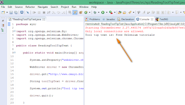 Selenium-By-Arun: Reading Tool Tip text using getAttribute() method of ...