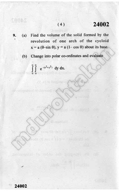 Mathematics 1 - Question Paper - B.Tech 1st Year - December 2019