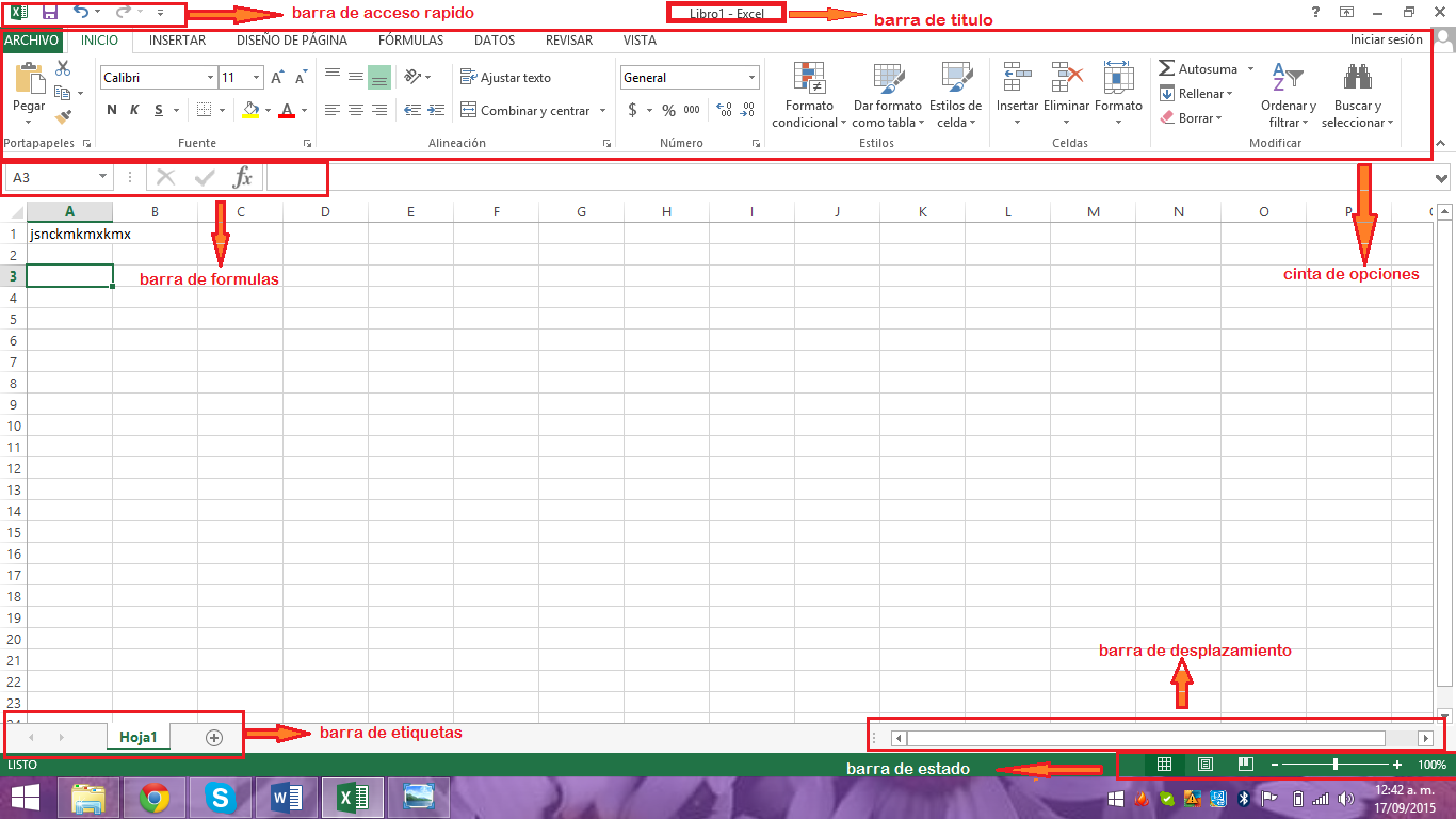 GESTIÓN BÁSICA DE LA INFORMACIÓN : PARTES DE LA VENTANA DE EXCEL 2010