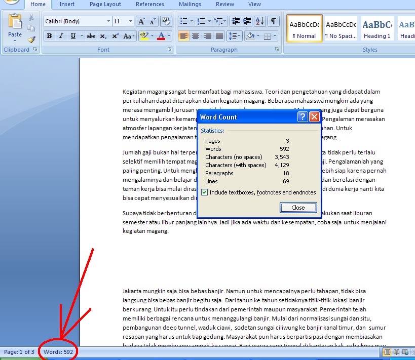 Cara Mengetahui Jumlah Karakter Di Microsoft word - Guru Blogger Milenial
