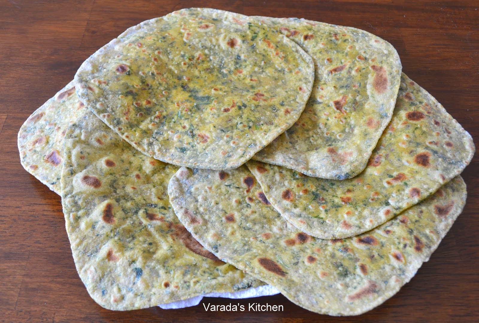 Blanched Spinach Paratha (Palak Paratha / Paalak Paratha)