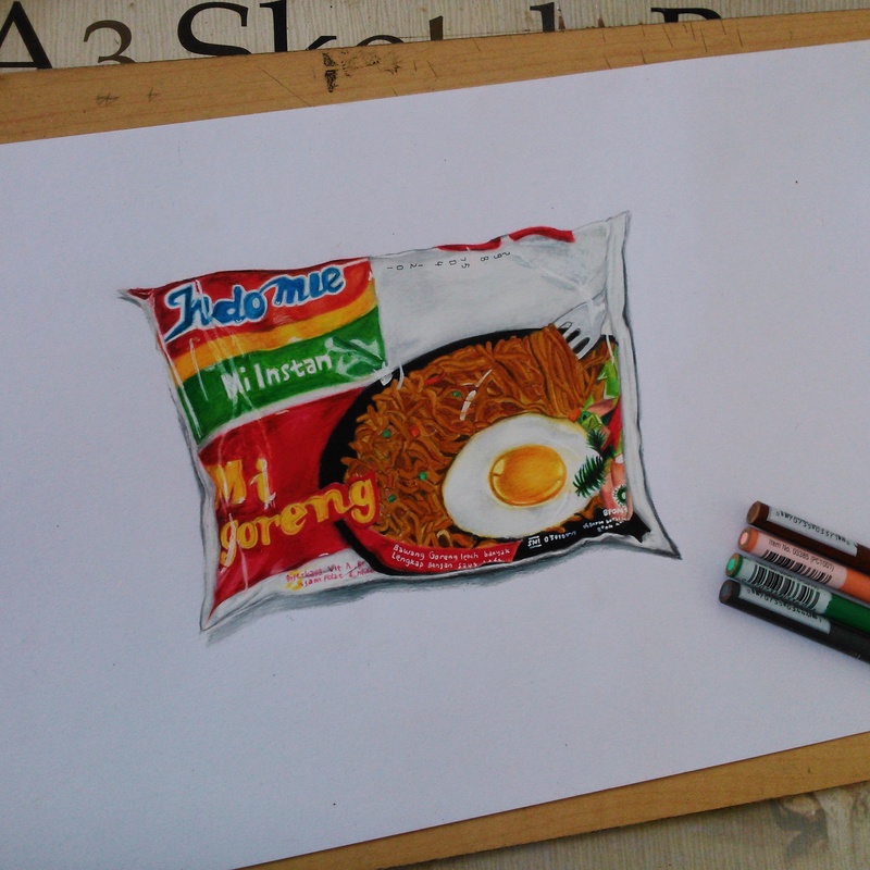Step By Step Menggambar Mie Indomie Goreng Terlihat Nyata