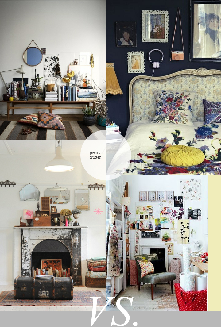 6 petals: ::pretty clutter VS minimalism::