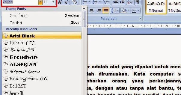 Cara Merubah Bentuk dan Ukuran Font Pada Ms.Office Word - Cak Edukasi