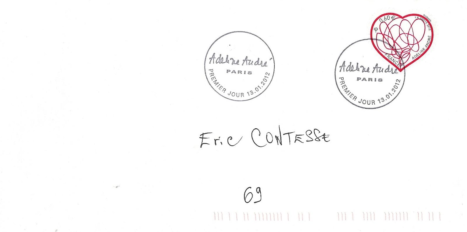 Mon Blog Timbré: Nouveau timbre coeur en France - Premier Jour